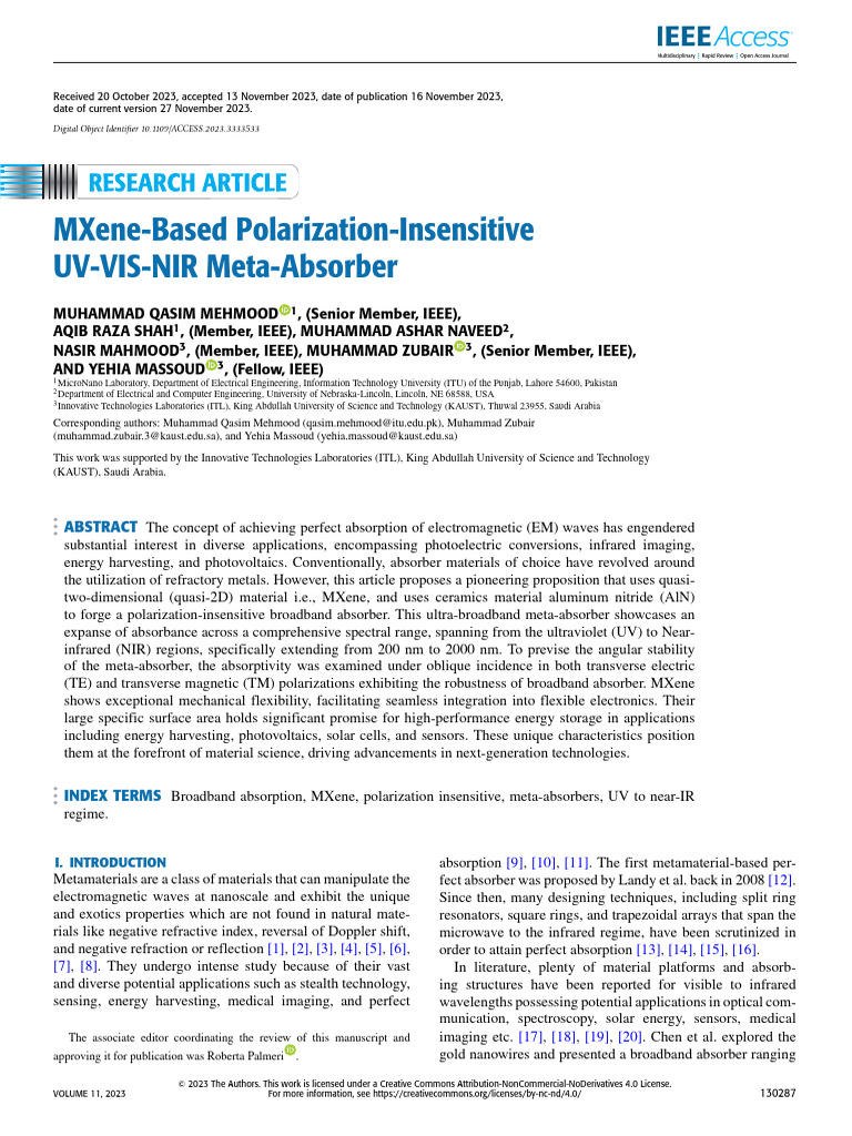 MXene Meta-Absorber for UV-NIR | PDF | Refractive Index | Science ...