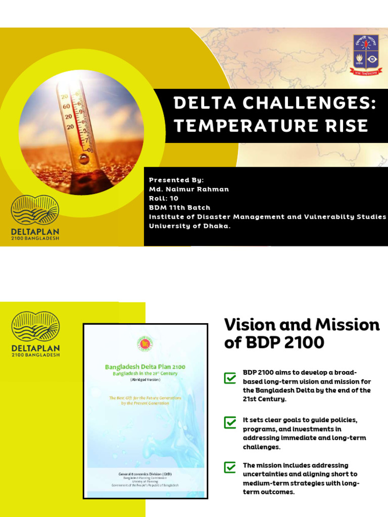 Bangladesh Delta Plan 2100 Challenges: Temperature Rise | PDF