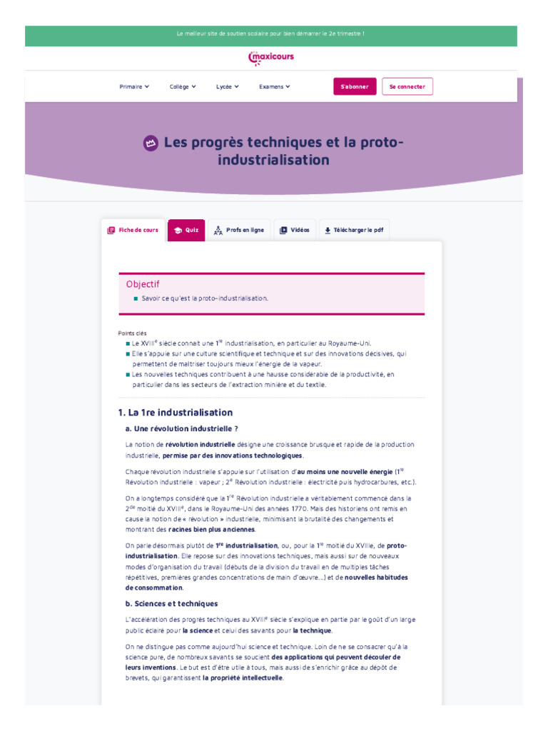 WWW Maxicours Com Se Cours Les Progres Techniques Et La Proto ...