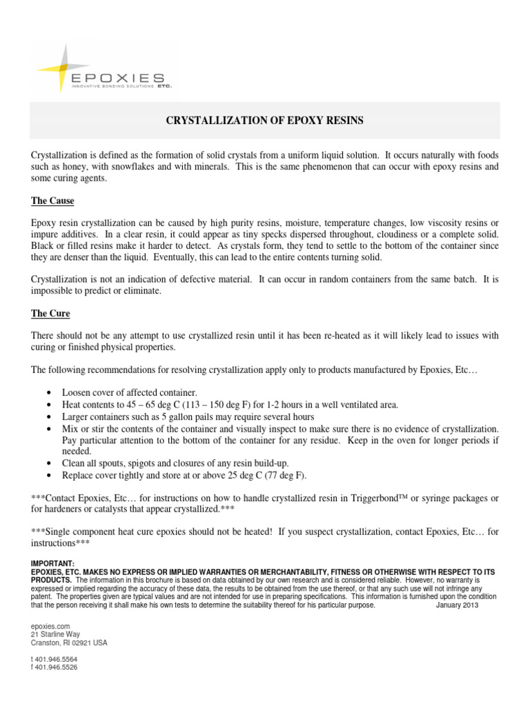 Crystallization of Epoxy Resins | PDF