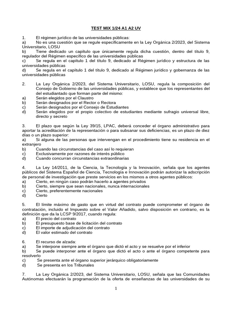 Test Mix 1 - 24 A1 A2 Uv Hecho | PDF