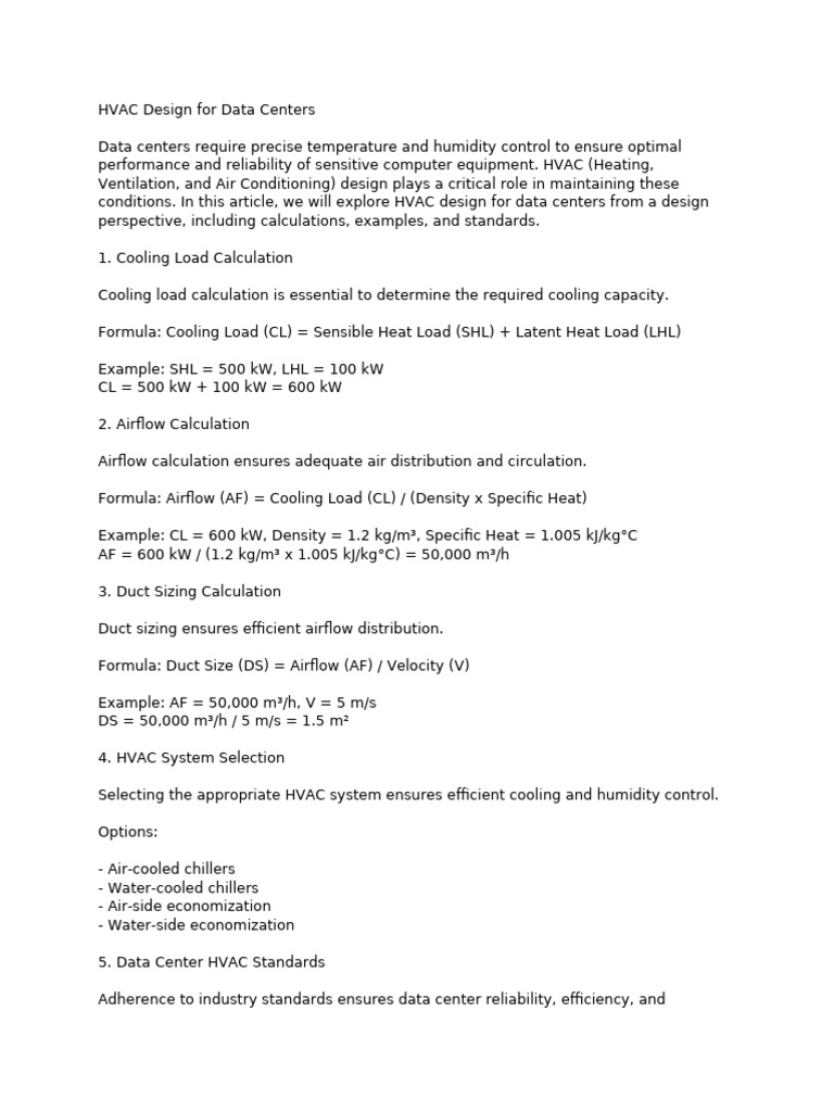 HVAC Design For Data Centers | PDF