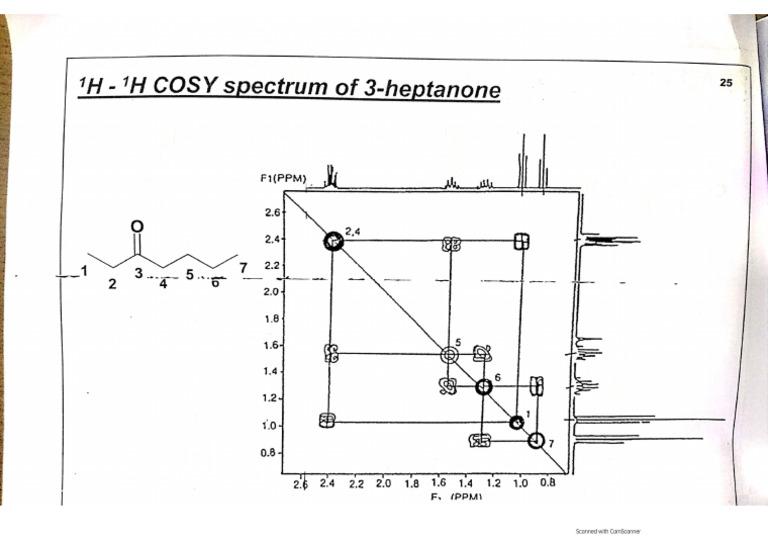 1H-1H COSY Spectrum of 3 - Heptanone | PDF
