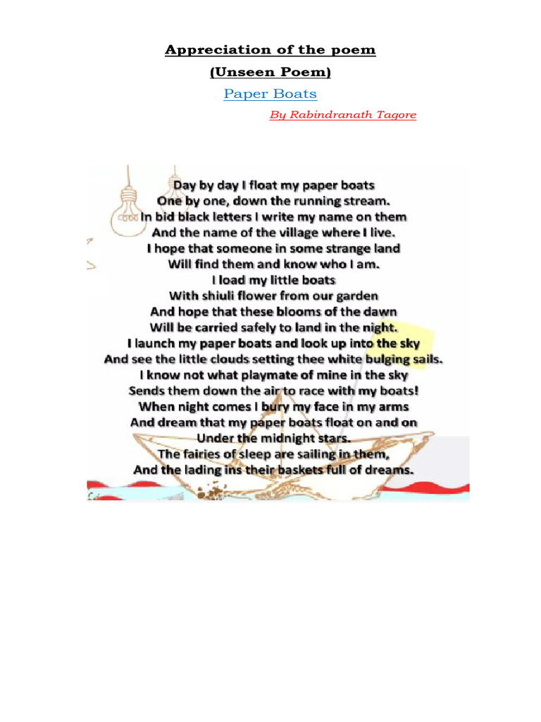 Poem Appreciation For 8th STD Activity | PDF