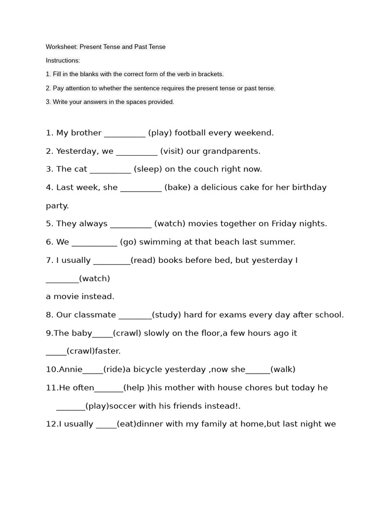 Worksheet Present and Past | PDF