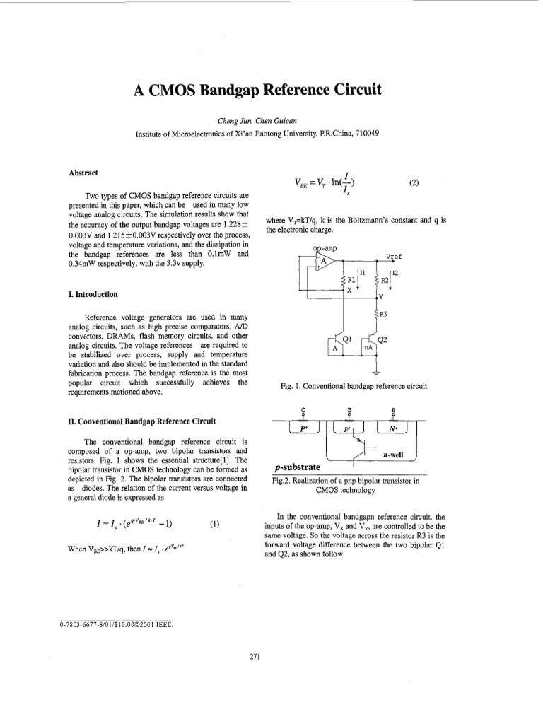 A CMOS Bandgap Reference Circuit | PDF