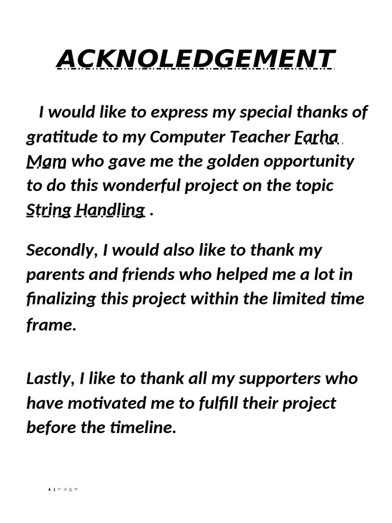 ACKNOLEDGEMENT | PDF