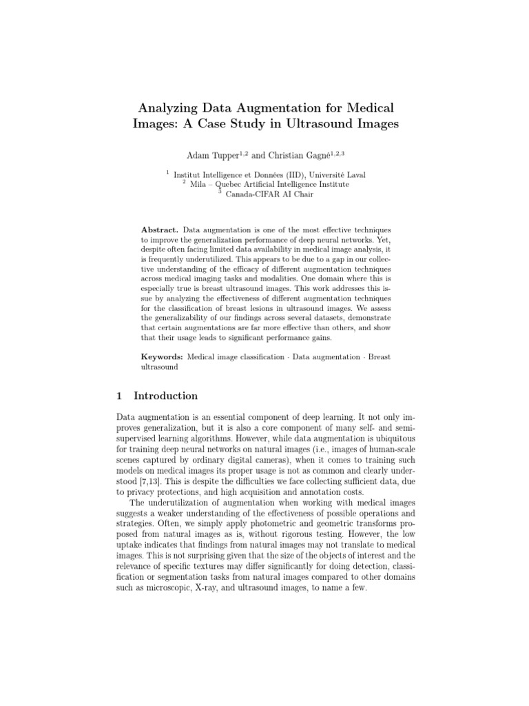 Analyzing Data Augmentation For Medical Images A Case Study in ...