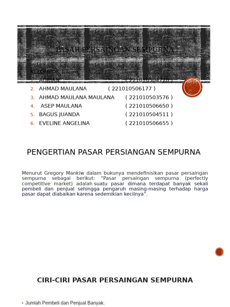 Pasar Persaingan Sempurna Kelompok 1 | PDF