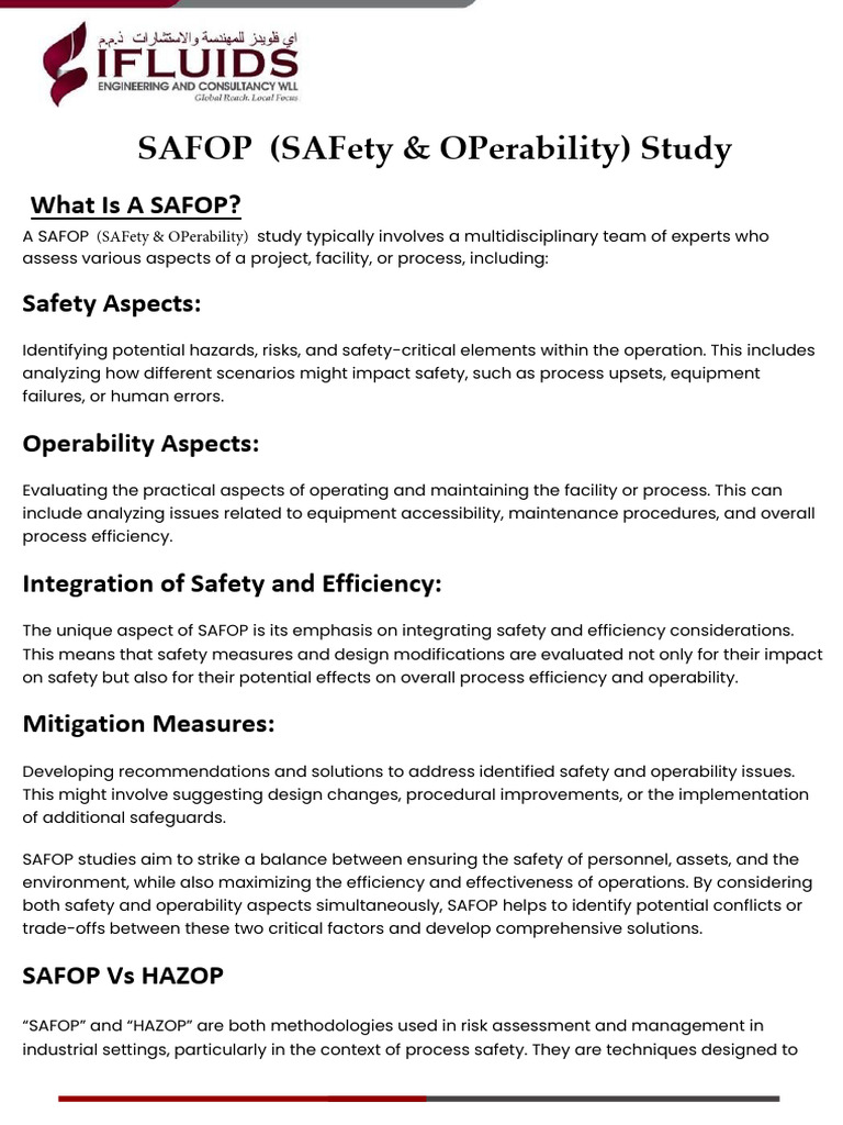 SAFOP (SAFety & OPerability) Study | PDF | Risk | Risk Assessment
