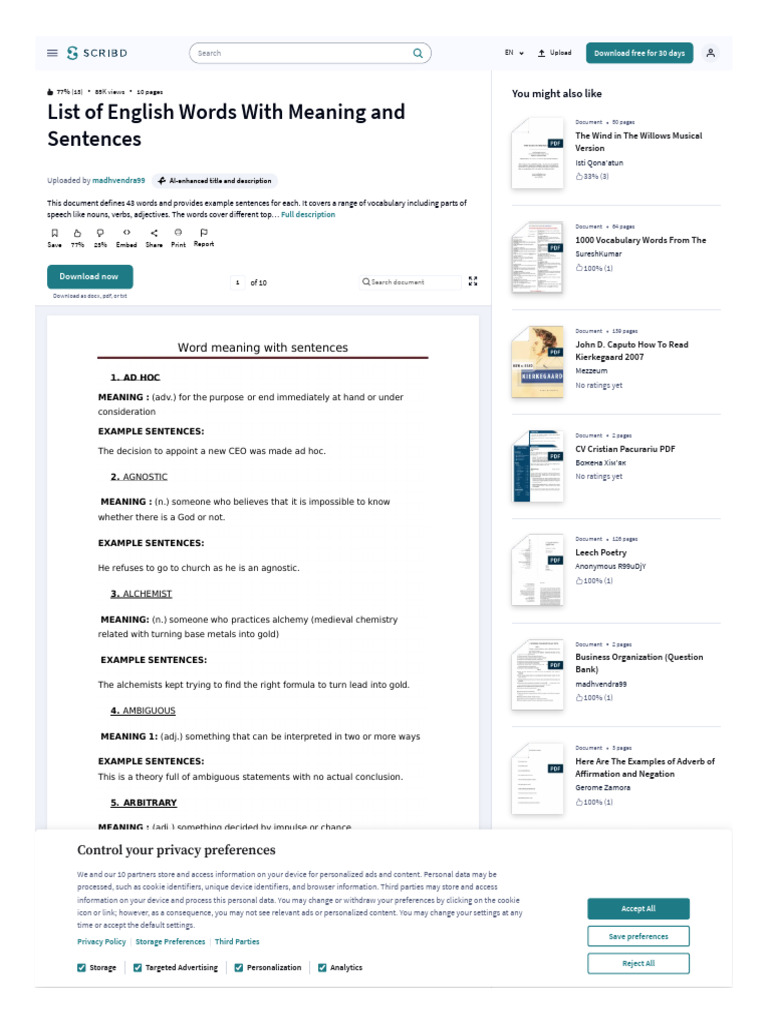 WWW Scribd Com Document 254171308 List of English Words With Meaning ...