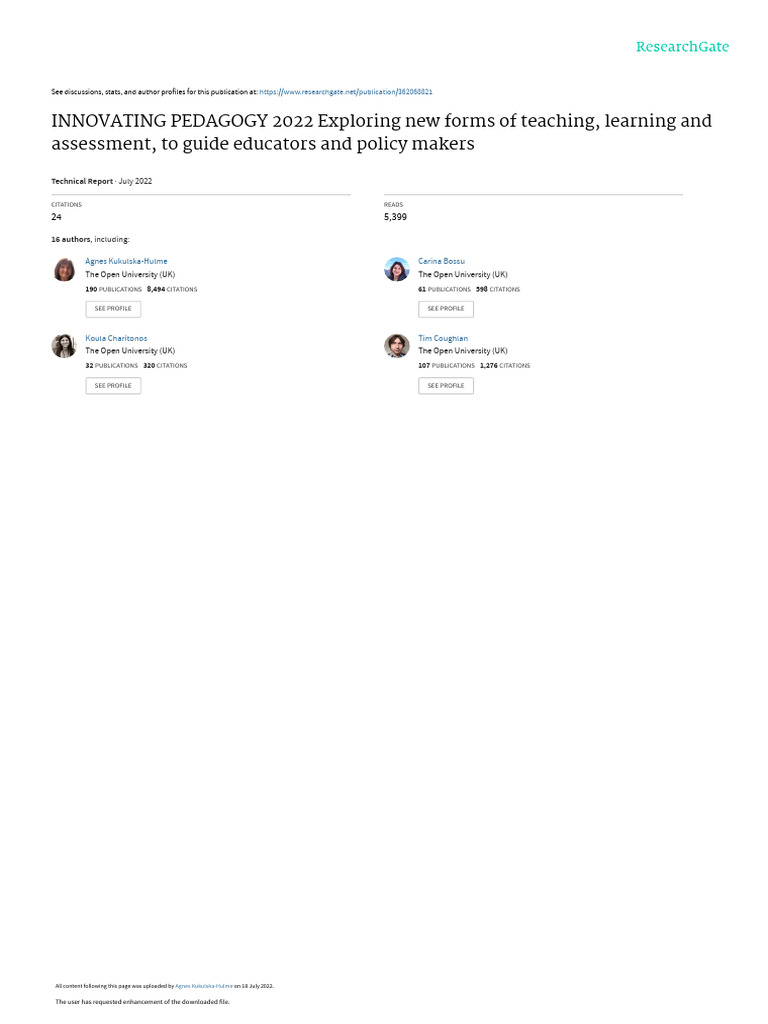 Innovating Pedagogy 2022 | PDF