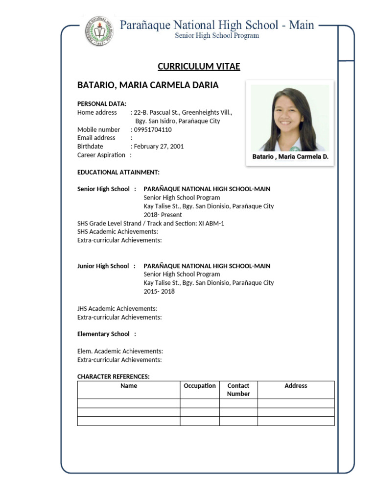 Sample Top Cover Curriculum Vitae | PDF