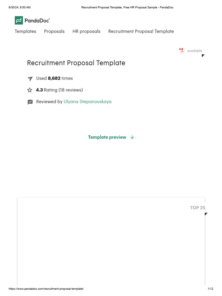 Recruitment Proposal Template, Free HR Proposal Sample | PDF