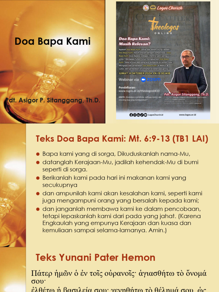 Makna Doa Bapa Kami Lengkap Asigor Sitanggang | PDF