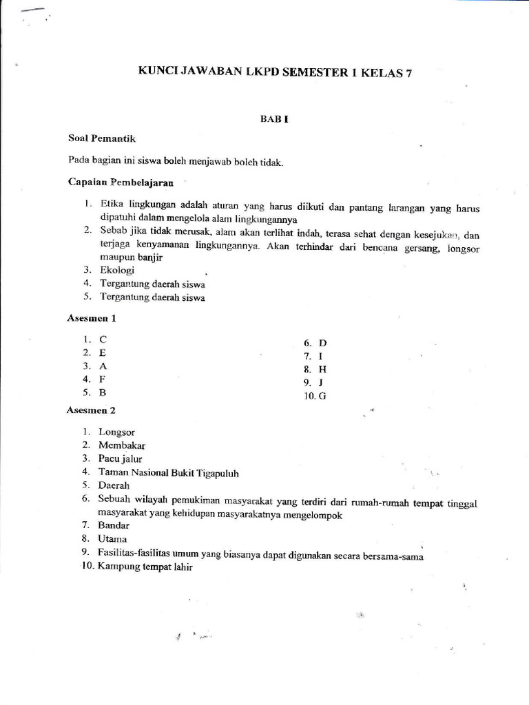 LKPD KLS 7 SMT 1 | PDF