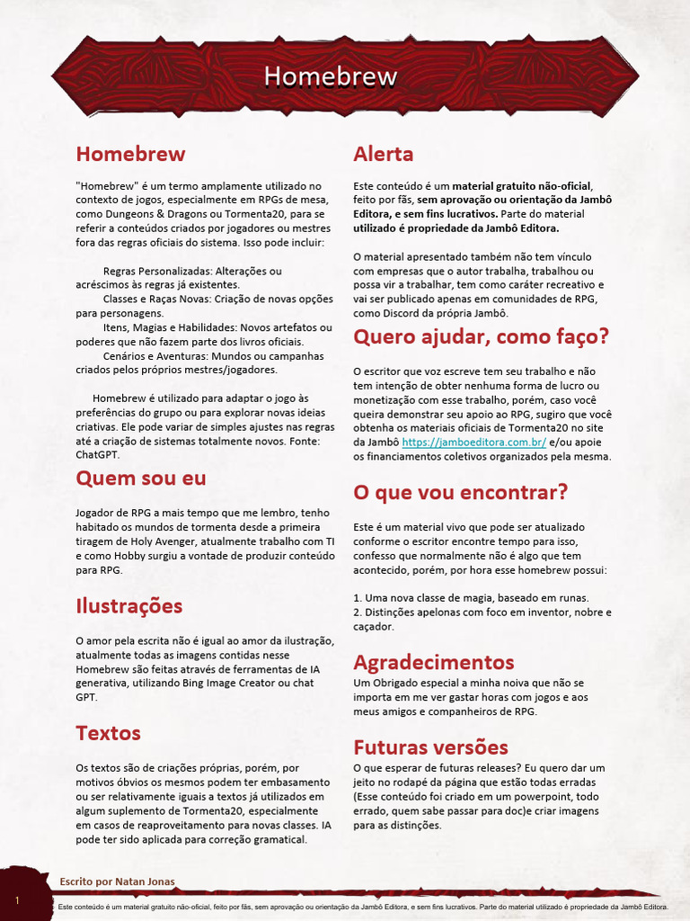 Homebrew para RPG: Classe Runólogo | PDF | Jogos de RPG | Dragão