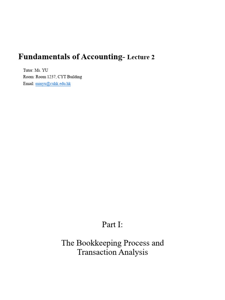 W2 - Fundamentals of Accounting - Lecture 2 (BP&TA) - 20240801 | PDF | Debits And Credits ...