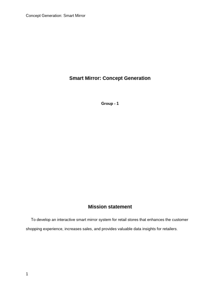 Smart Mirror - Concept Generation | PDF | Retail | Point Of Sale