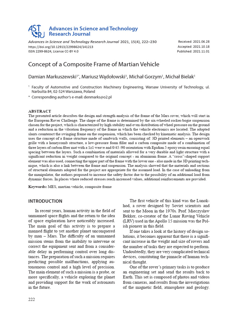 Concept of A Composite Frame of A M | PDF