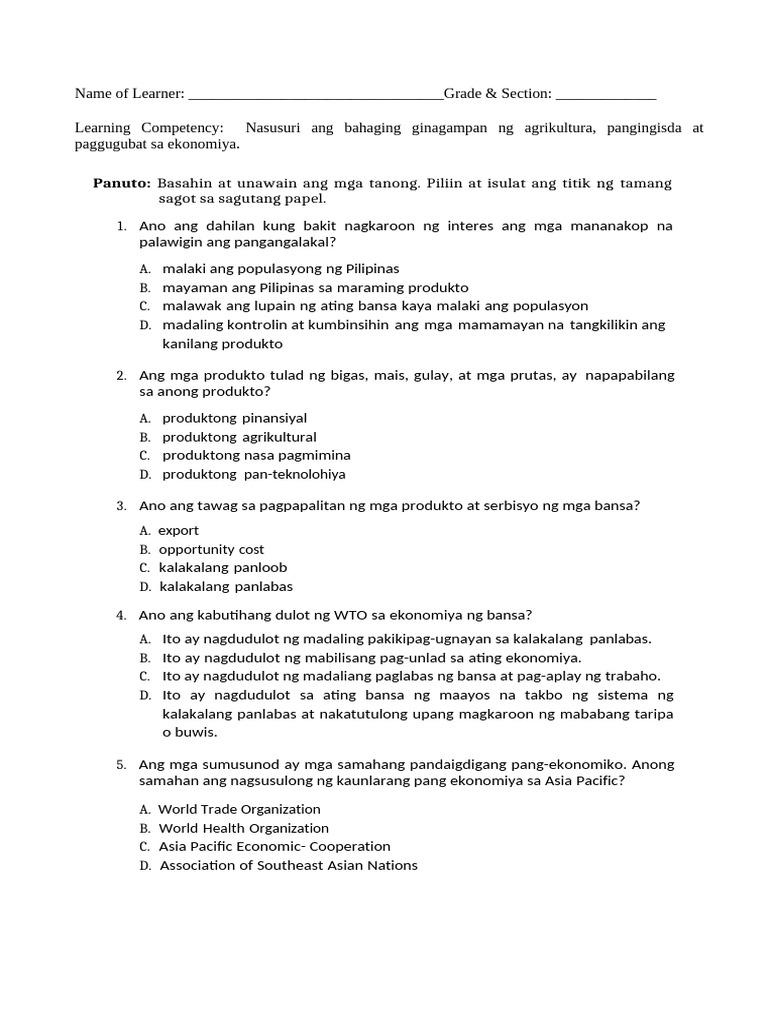 Grade 9 4th Quarter AS 6 | PDF