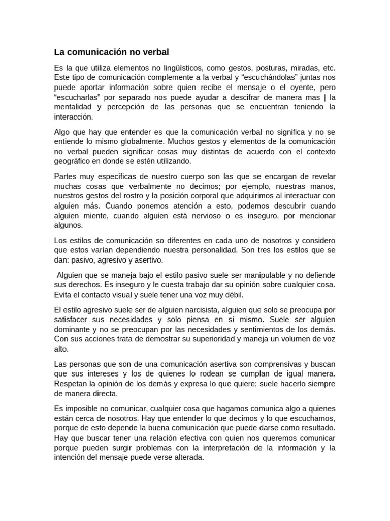 La comunicación no verbal | PDF