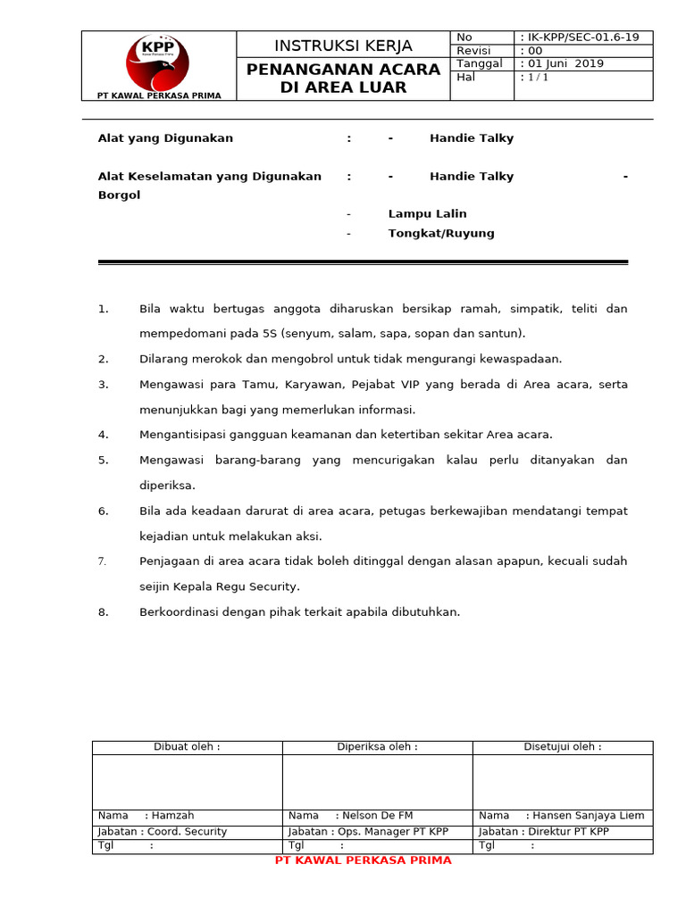 IK-KPP-SEC-01.6-19 PENANGANAN ACARA | PDF
