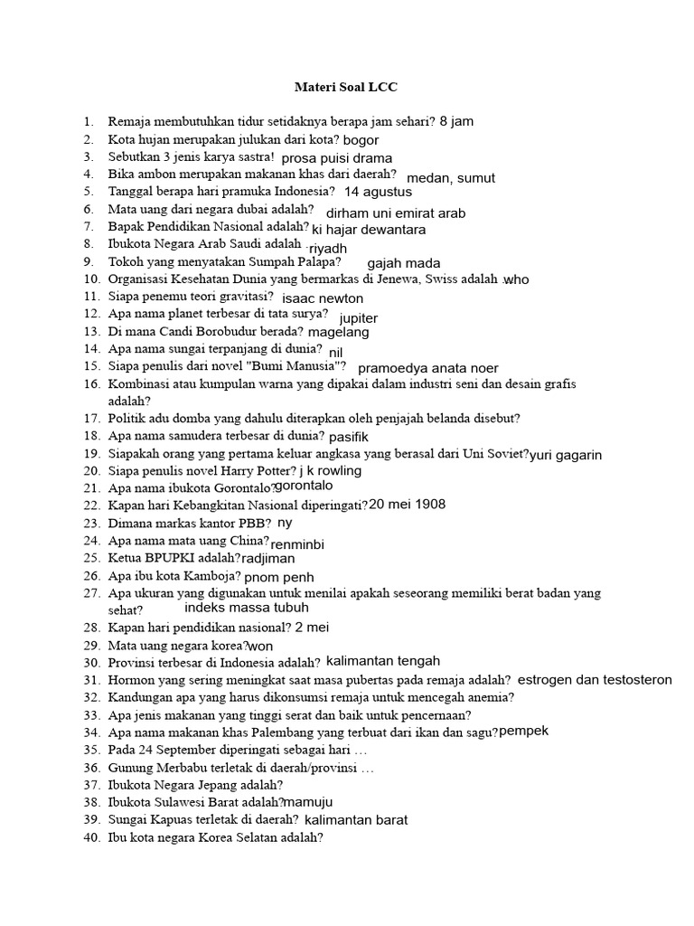 Materi Soal LCC | PDF