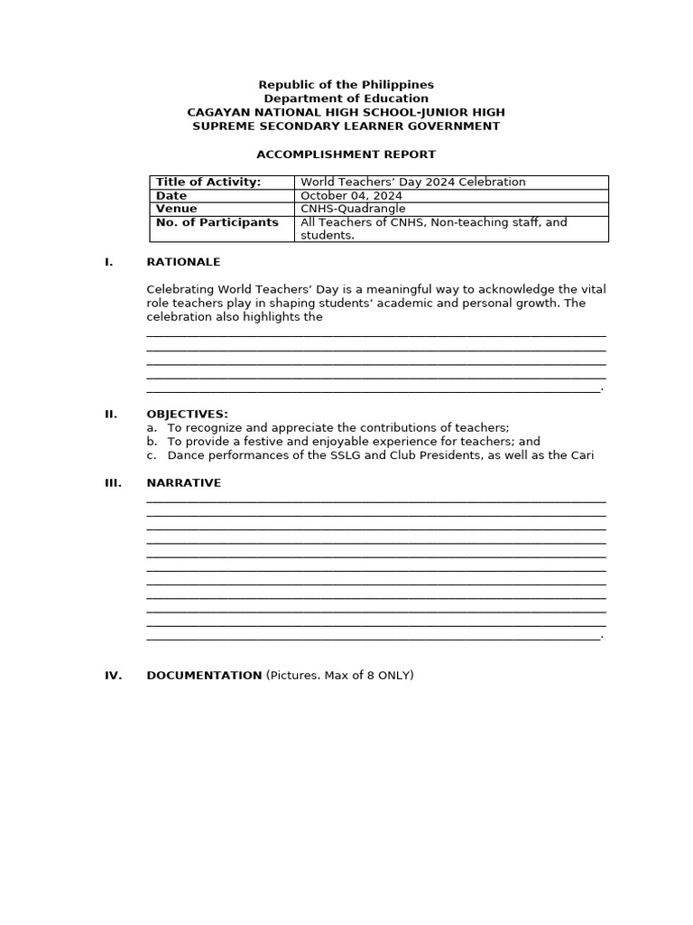 Accomplishment Report (2) | PDF