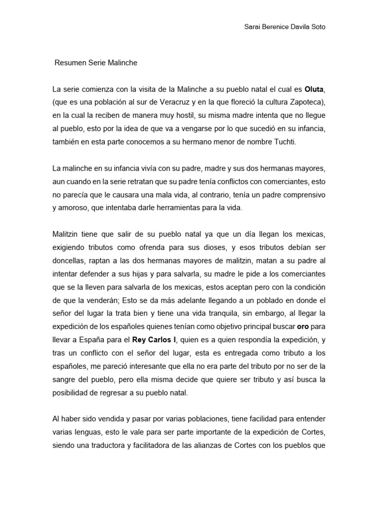 Resumen Serie Malinche | PDF