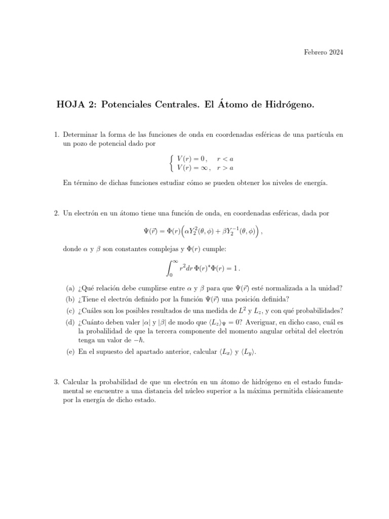 MCII_hoja2_AtomoHidrogeno | PDF