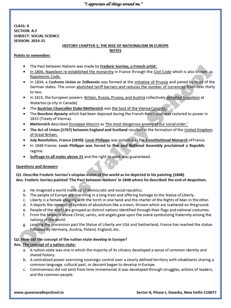 Rise of Nationalism in Europe Notes | PDF | German Empire | Nationalism