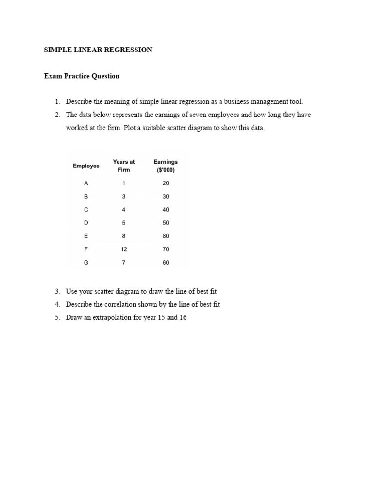 Simple Linear Regression Practice | PDF