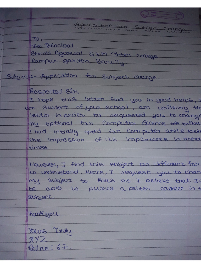 application fot subject change | PDF