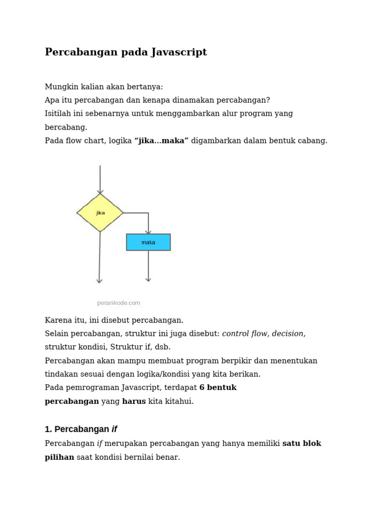 Modul 3 Javascript Percabangan | PDF