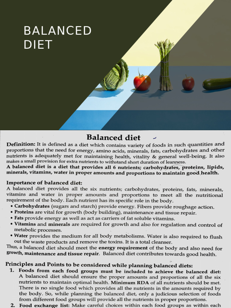 Balanced Diet (Nutrition) | PDF