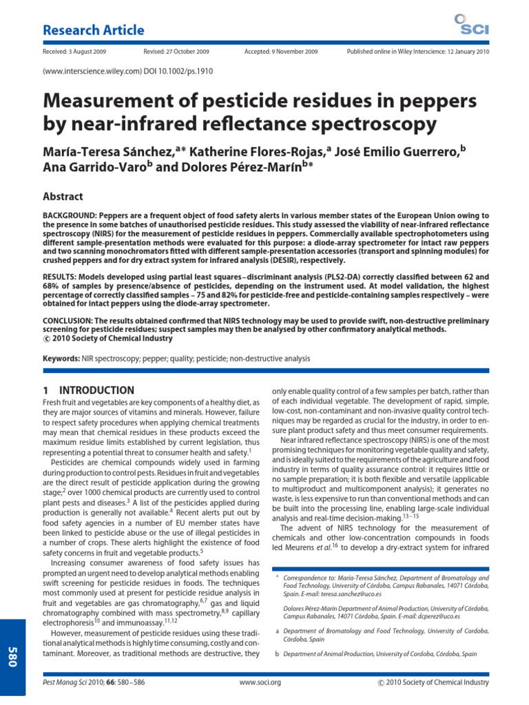 Measurement of Pesticide Residues in Peppers by Near-Infrared ...