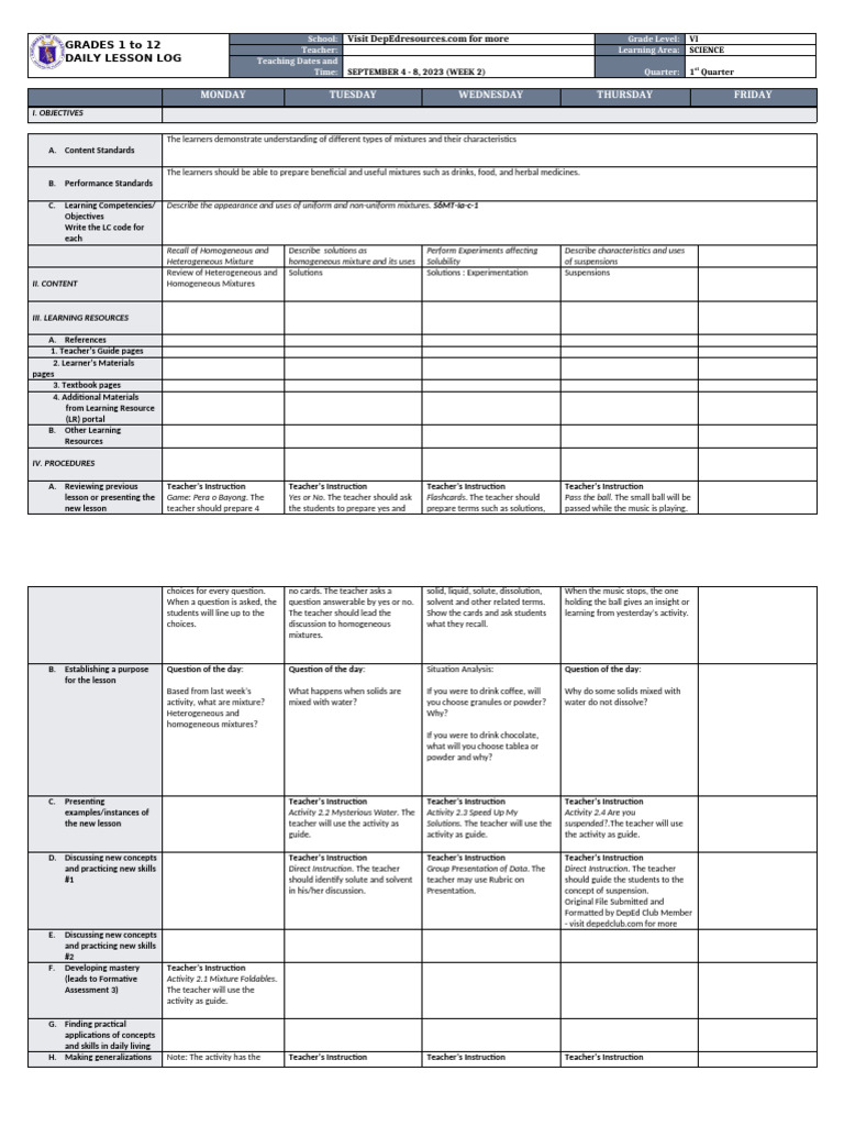 DLL_SCIENCE 6_Q1_W2 | PDF