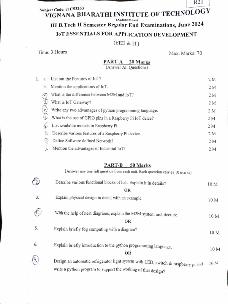 IOT Question Paper | PDF
