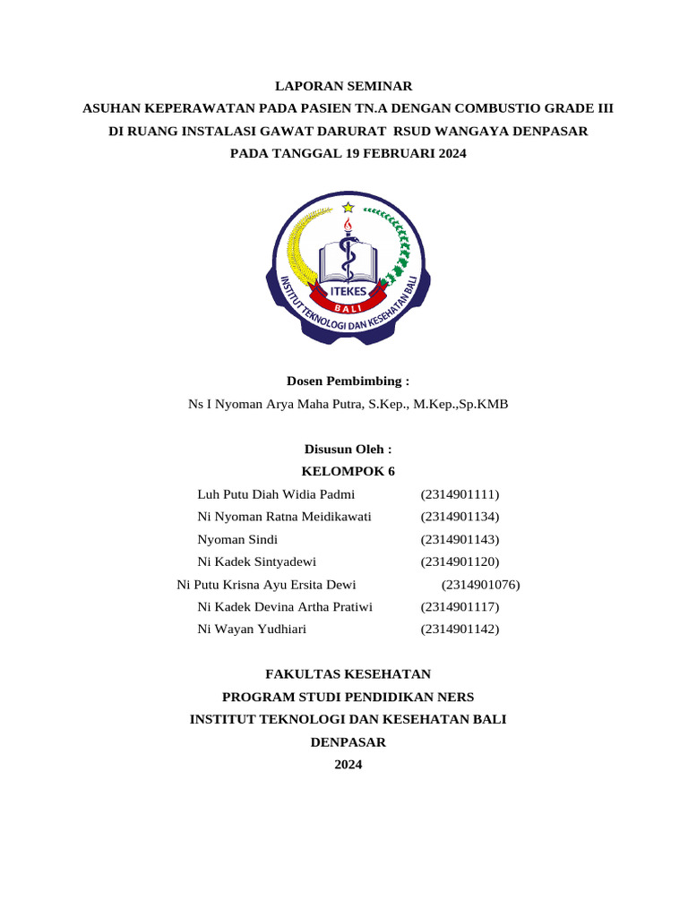 Asuhan Keperawatan Pada Pasien Tn.a Dengan Combustio Grade III | PDF