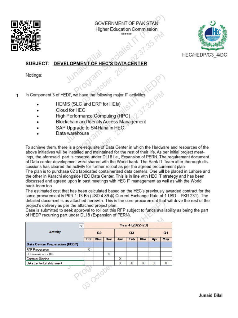 Development of HEC's Data Center | PDF