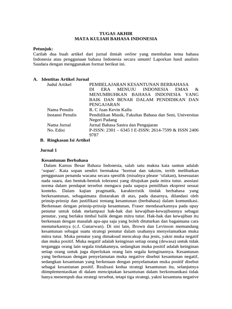 Tugas UAS MKU BINDO | PDF