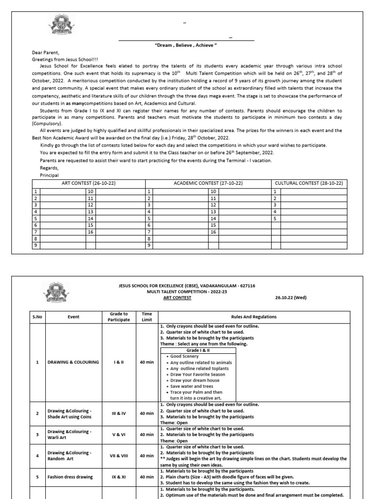 Multi Talent FINAL Circular - 2022-23 | PDF