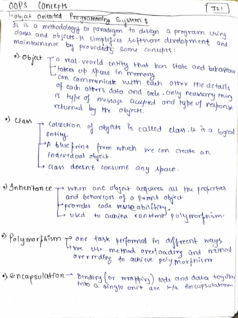 OOPs Written Notes | PDF
