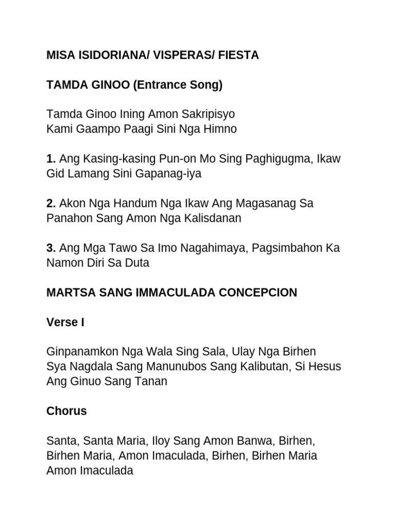 Fiesta Mass Lyrics For Choir | PDF