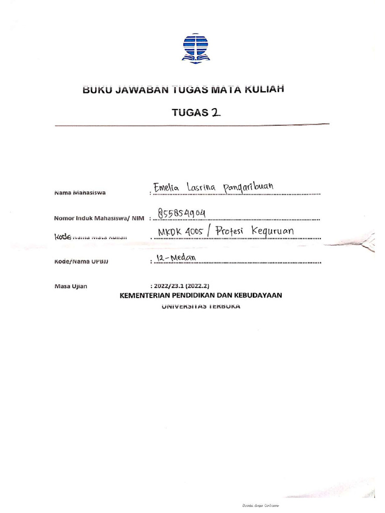 BJT TMK 2 MKDK4005 Ptofesi Keguruan | PDF