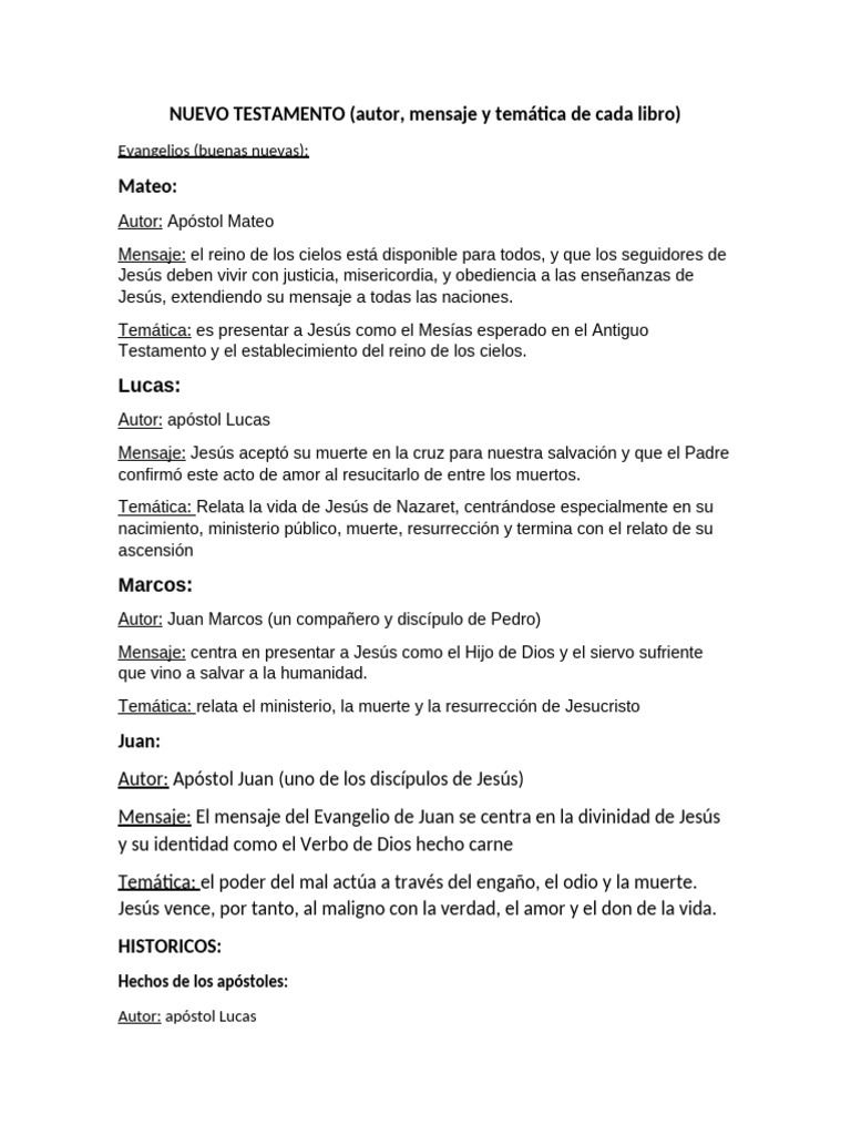 Libros Del Nuevo Testamento | PDF
