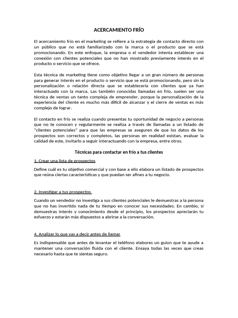 Estrategias de Acercamiento Frío en Marketing | PDF | Business