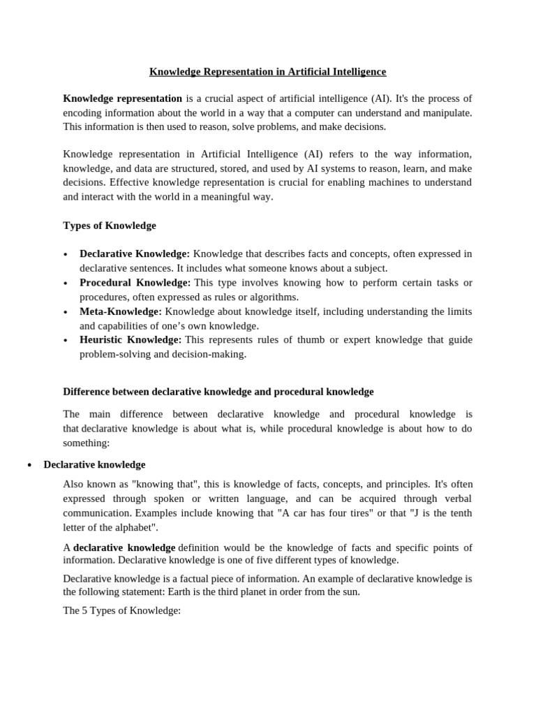 Knowledge Representation | PDF