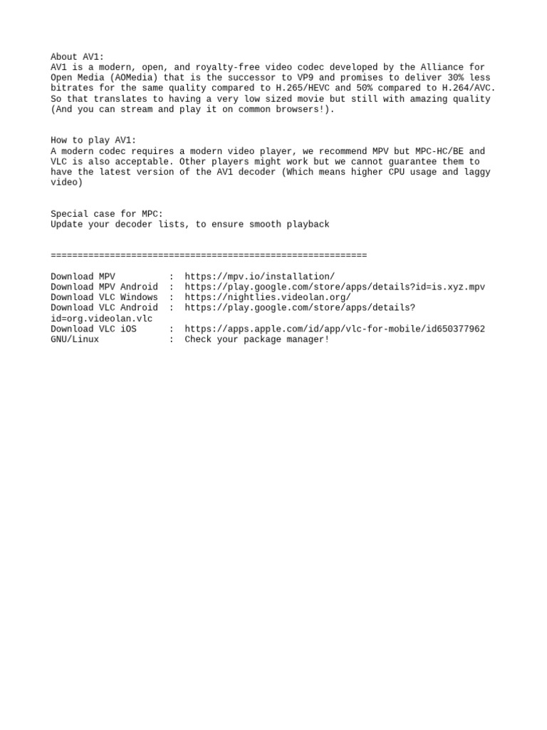 How to Play AV1 | PDF